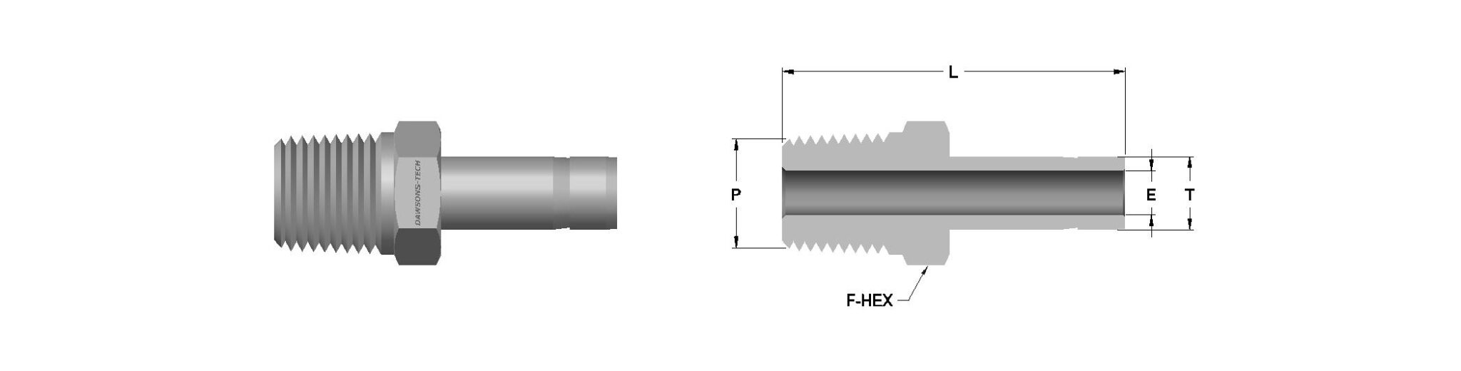 Male Adapter - Male NPT Threads to Tube End | Dawsons-Tech