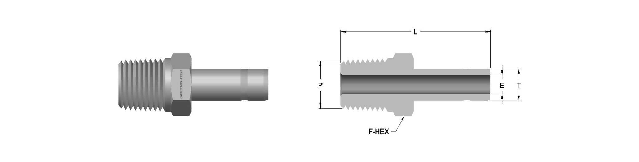Male Adapter - Male ISO Tapered (BSPT) Threads to Tube End | Dawsons-Tech